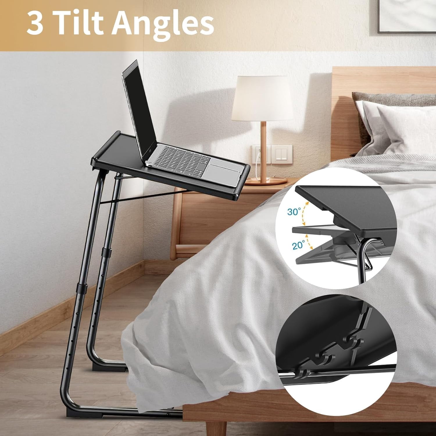 VYIHBO Adjustable TV Tray Tables with 6 & 3 Tilt Angle Folding TV ...