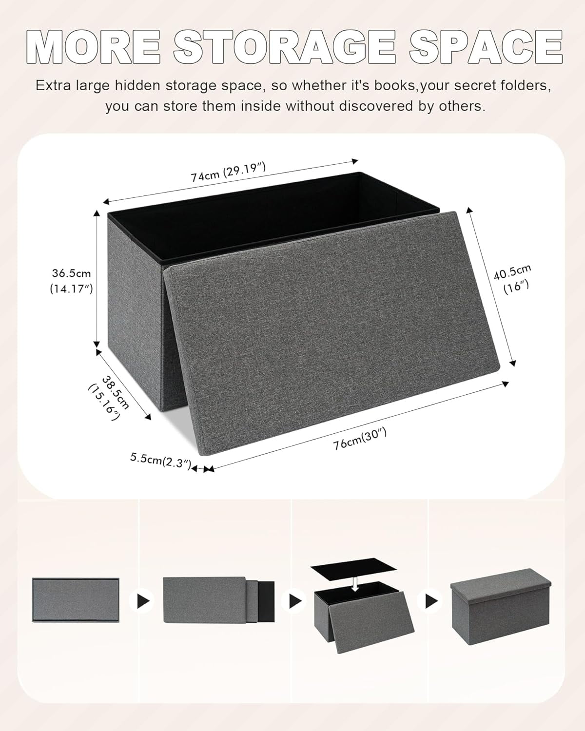 VYIHBO B FSOBEIIALEO Storage Ottoman with Tray Coffee Table Folding ...