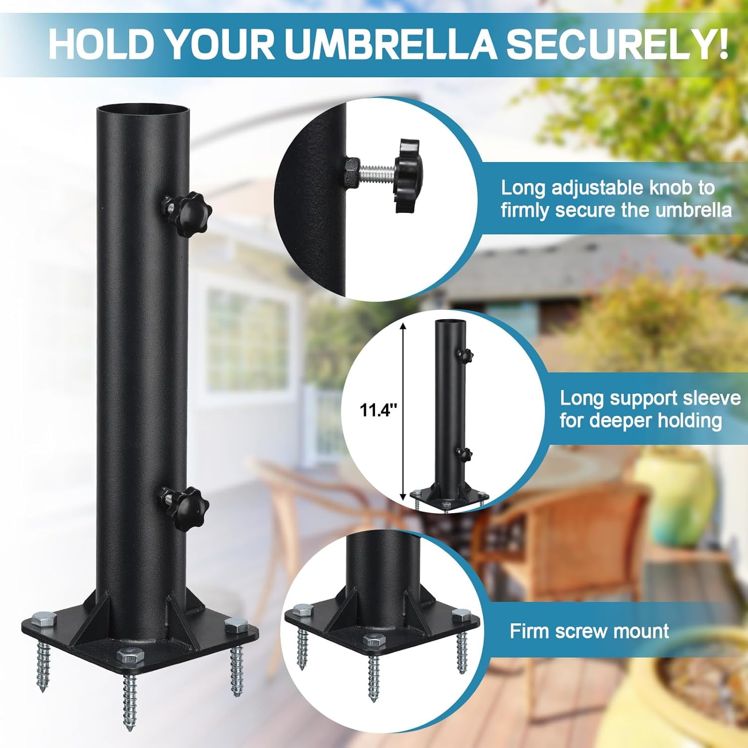 VYIHBO Base Heavy Duty Deck Mount Flag Pole Holder Stand Base for 1"-1. ...