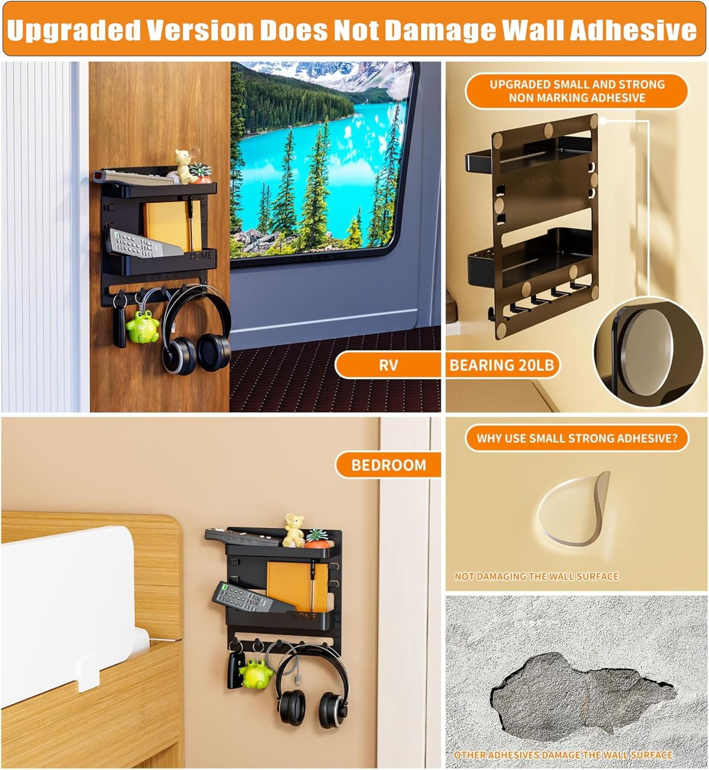 VYIHBO Bedside Wall Organizer for Bedroom Rv Small Rooms Nightstand and ...