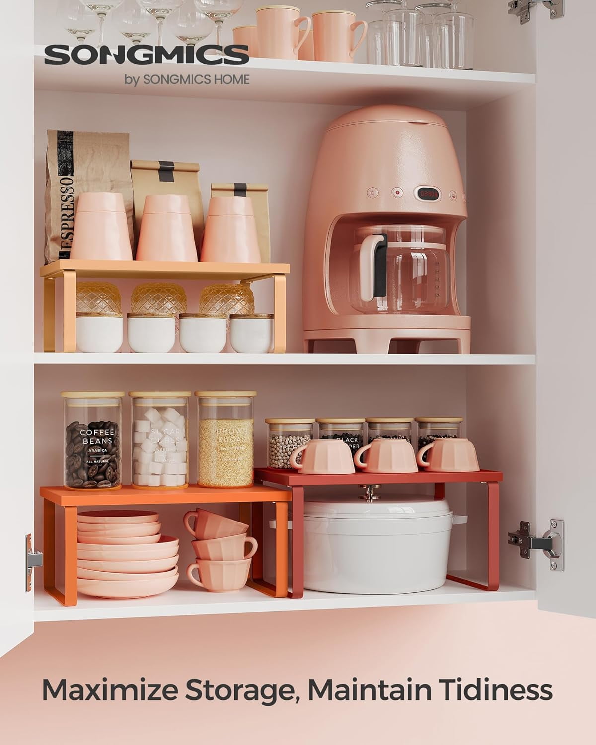 VYIHBO Cabinet Organizer Shelf Set of 3 Kitchen Counter Shelves Kitchen Storage Spice Rack ...