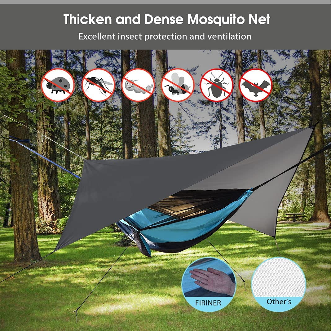 VYIHBO Camping Hammock with Rain Fly Tarp and Mosquito Net Tent Tree ...