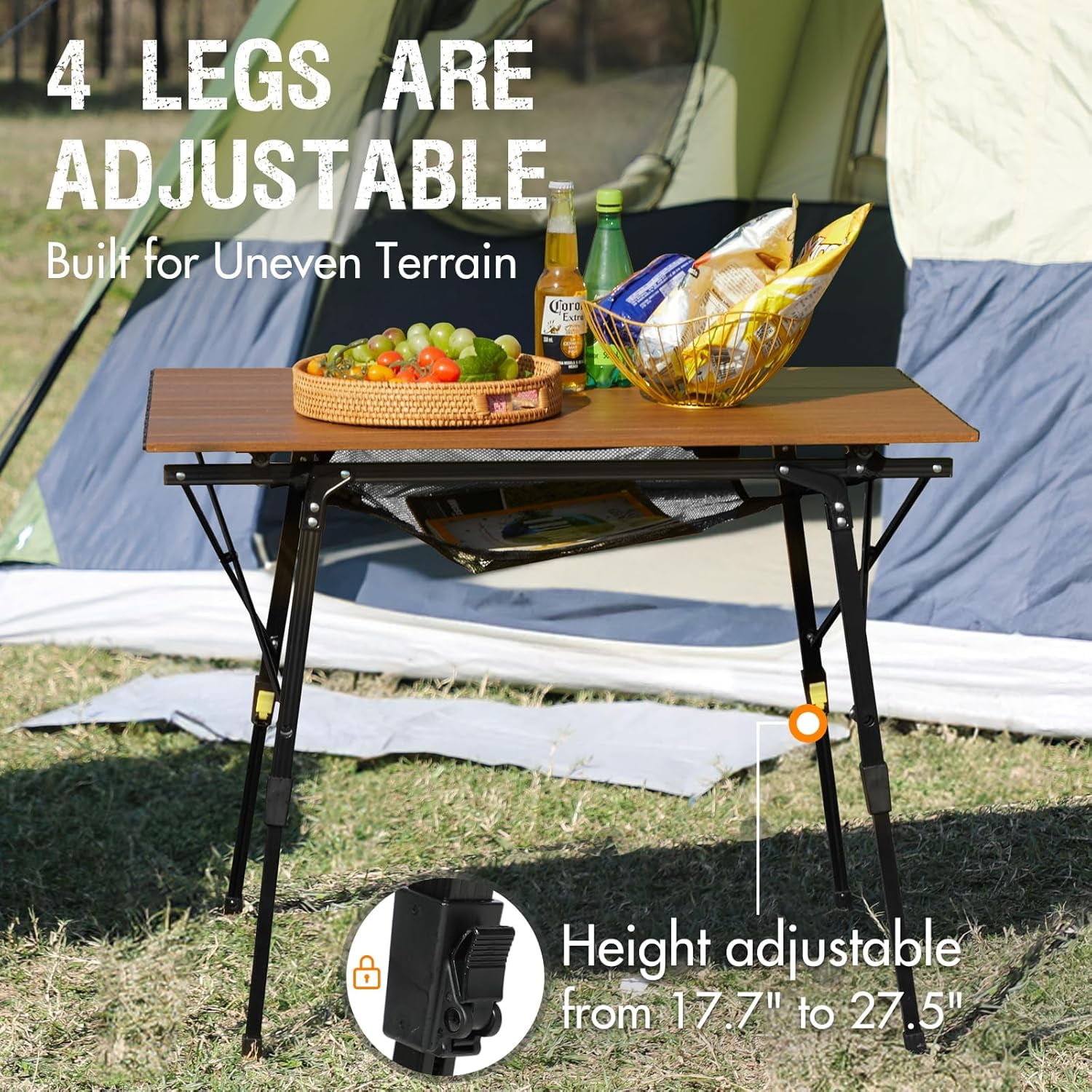VYIHBO Camping Table Portable Foldable with Adjustable Legs Aluminum ...