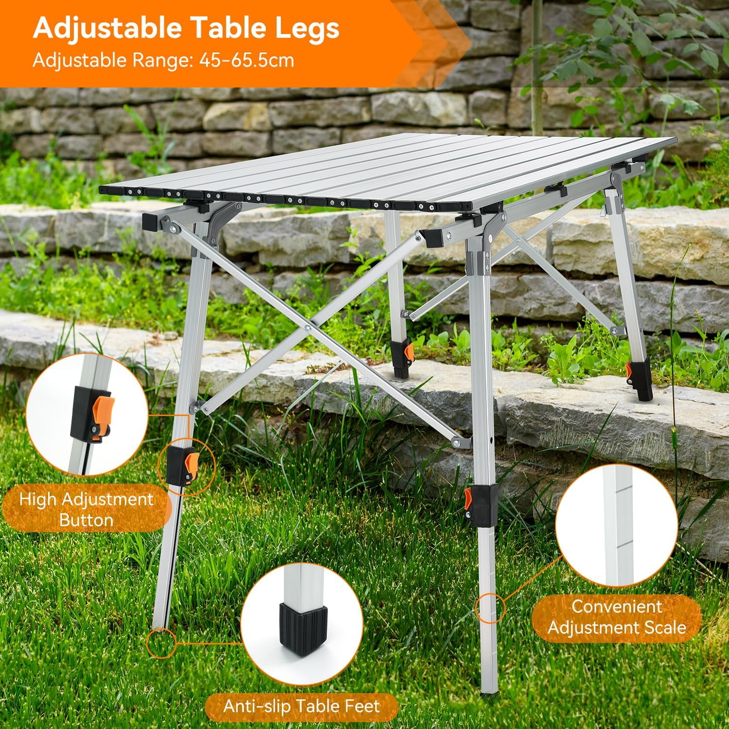 VYIHBO Camping Tables That Fold Lightweight Adjustable Aluminum Folding ...