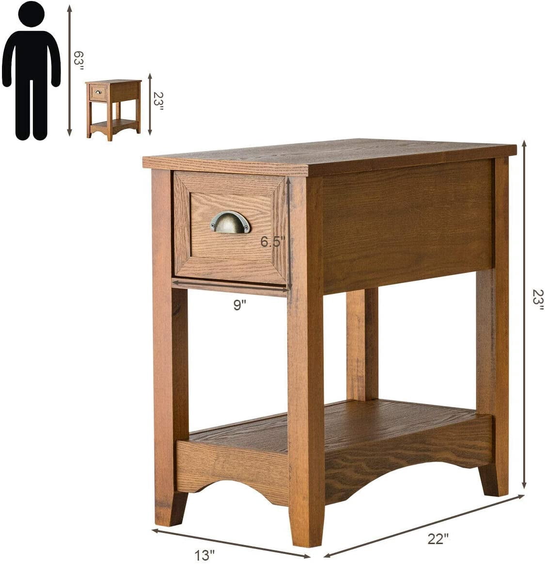 VYIHBO Chair Side End Table Retro Side Table Rectangular Nightst ...