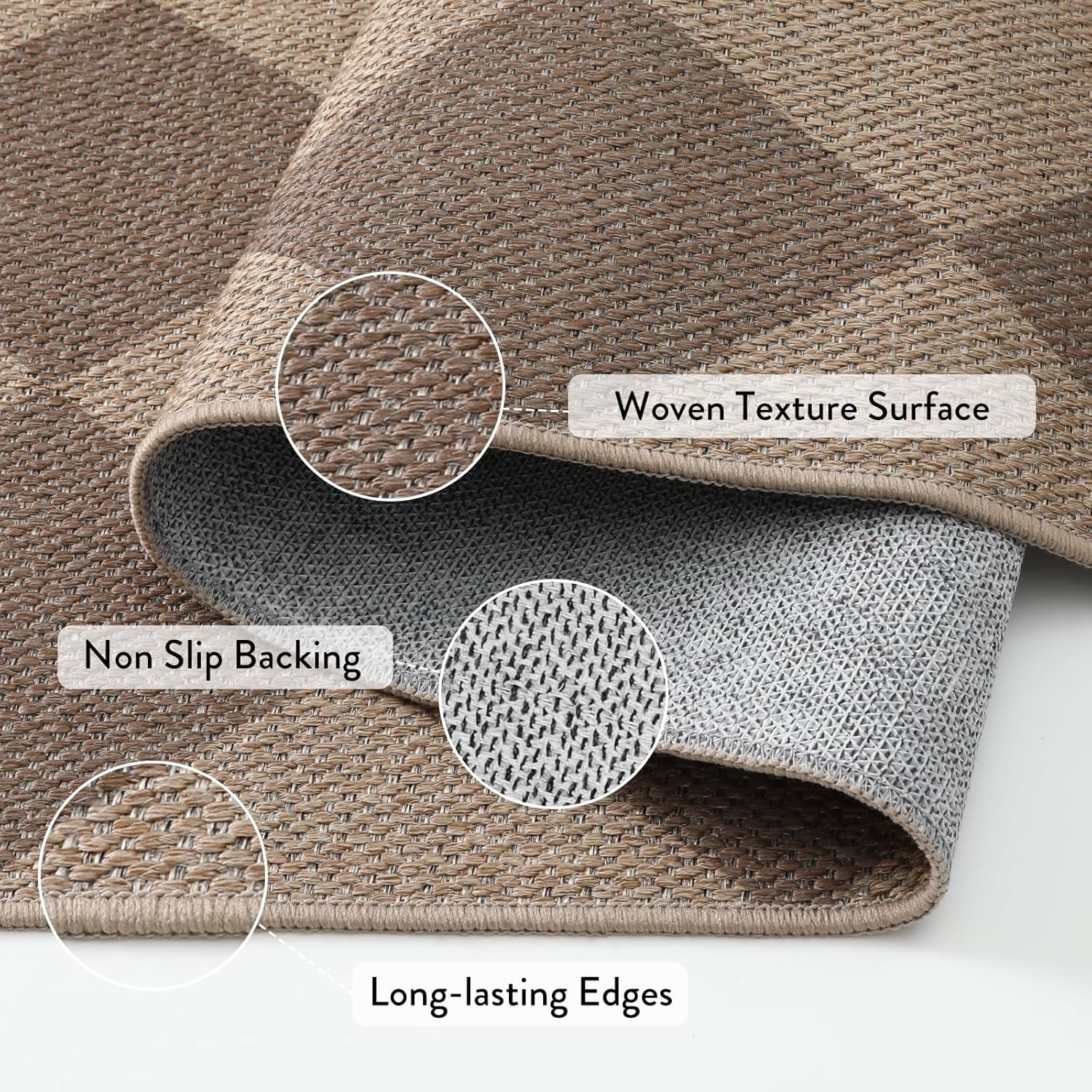 VYIHBO Checkered Easy Jute Carpet 3x5 Outdoor Rug Washable for Entryway ...