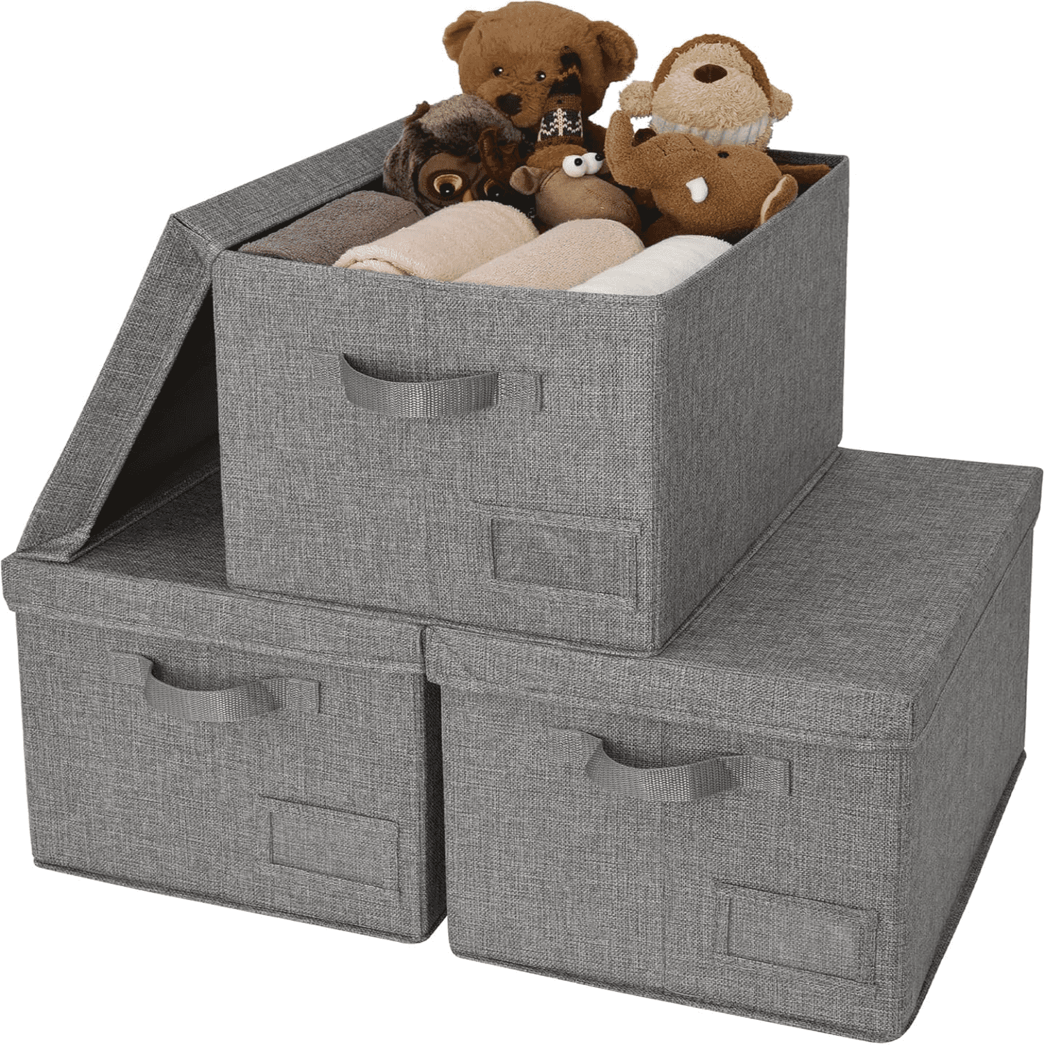VYIHBO Closet Storage Bins Fabric Boxes with Lids Shelf Baskets for ...