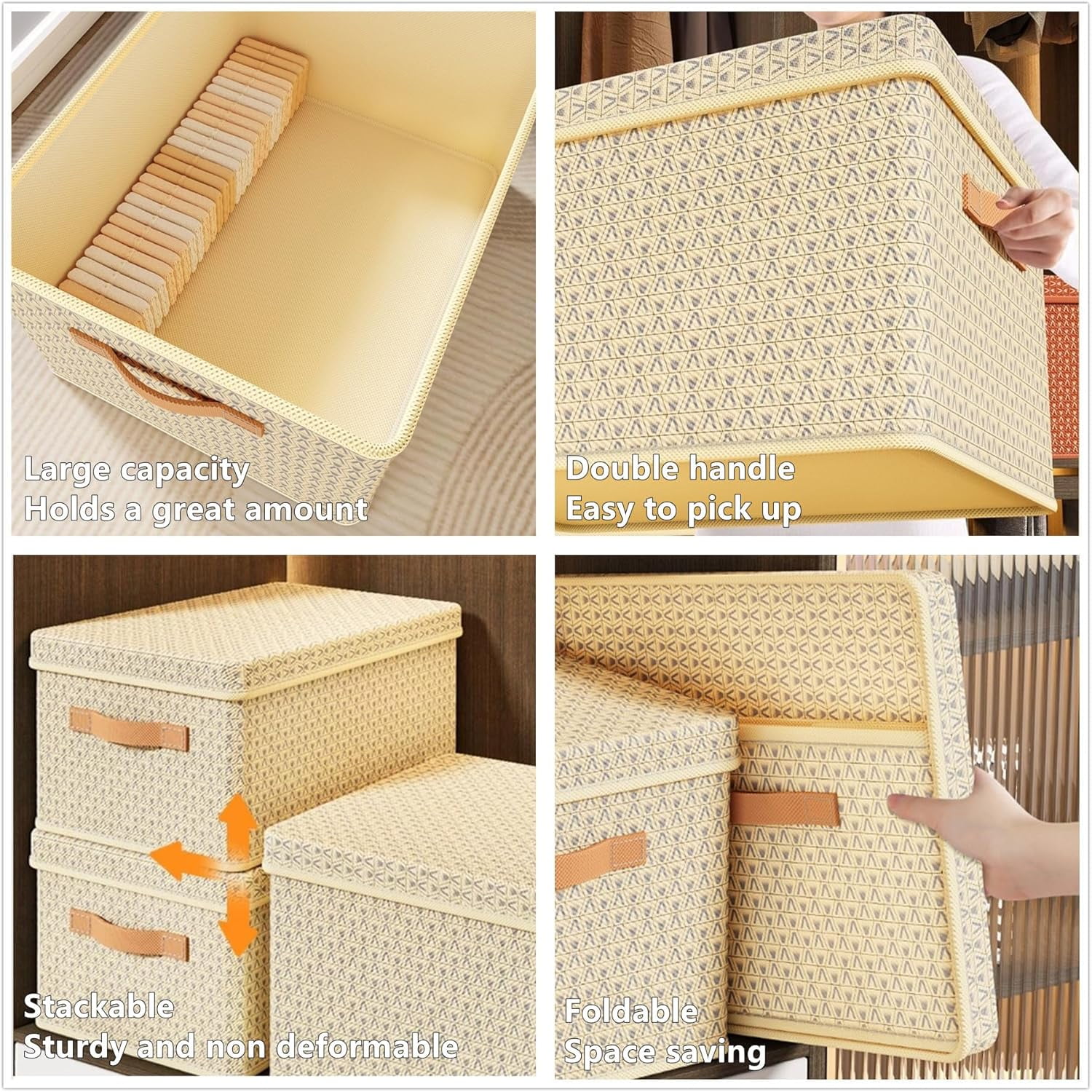 VYIHBO Collapsible Storage Container with Lid Clear Stackable Plastic ...