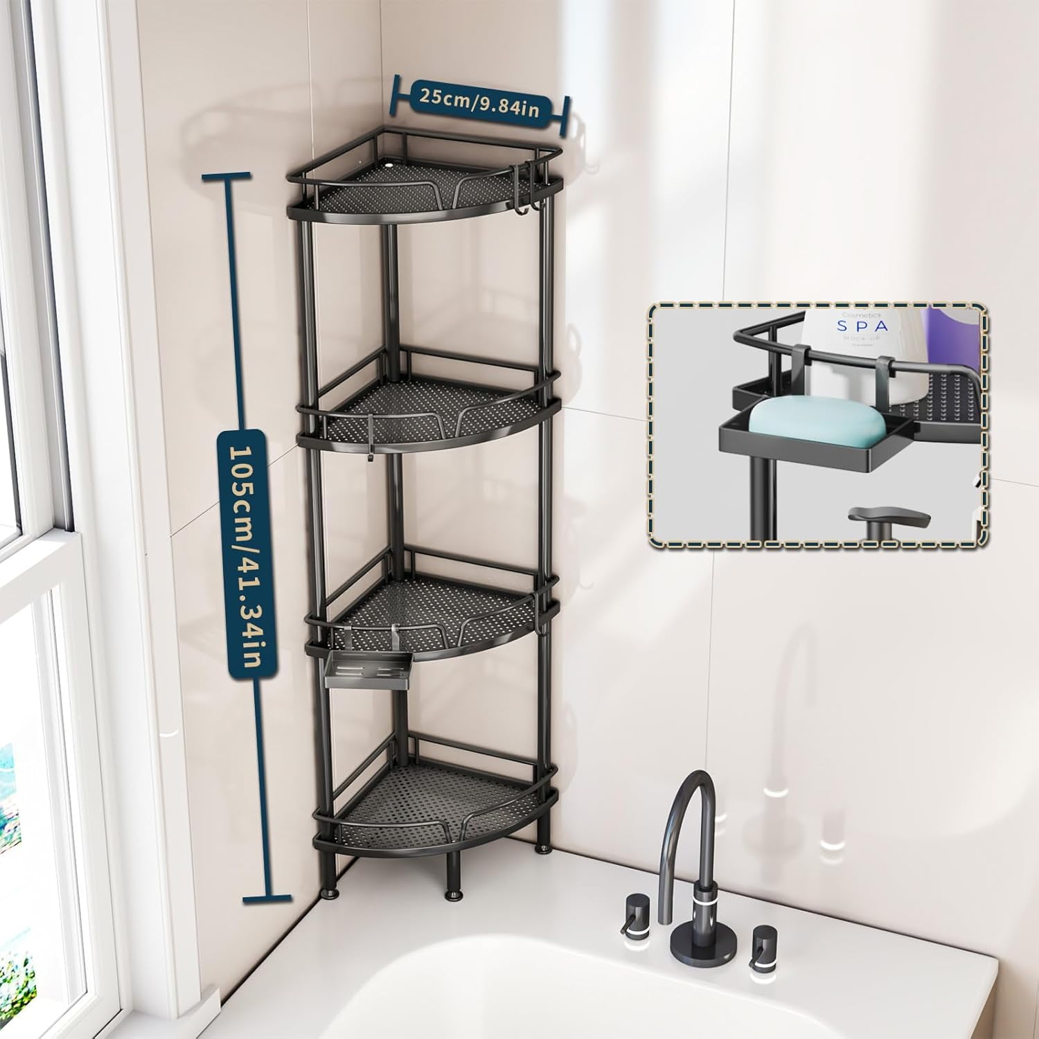 VYIHBO Corner Shower Caddy Stand - 4 Tier Shower Organizer with Soap ...