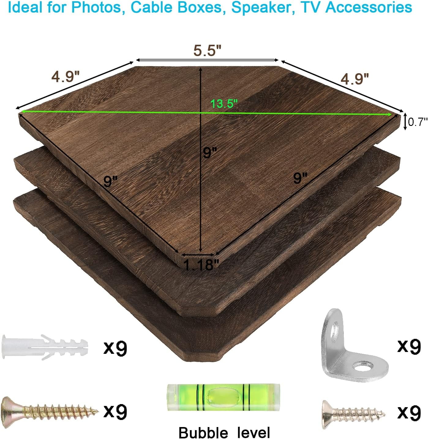 VYIHBO Corner Wall Shelf Set of 3 Floating Corner Shelves for Wall Wood ...
