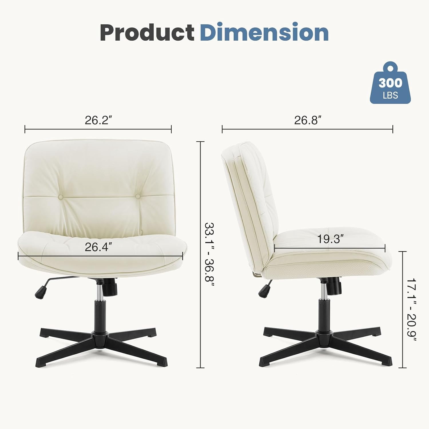 VYIHBO Criss Cross Chair with Wheels Legged Office Armless Wide Seat ...