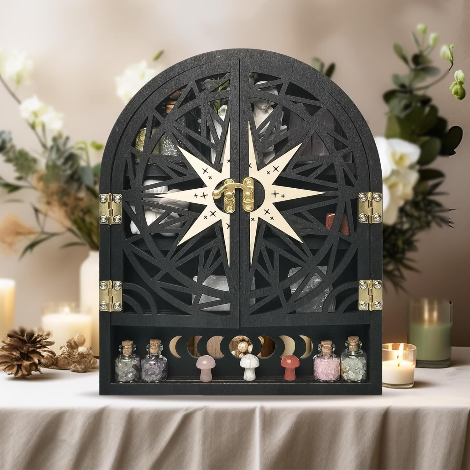 VYIHBO Crystal Display Shelf for Wall Crescent Moon Phase Wall Shelf ...