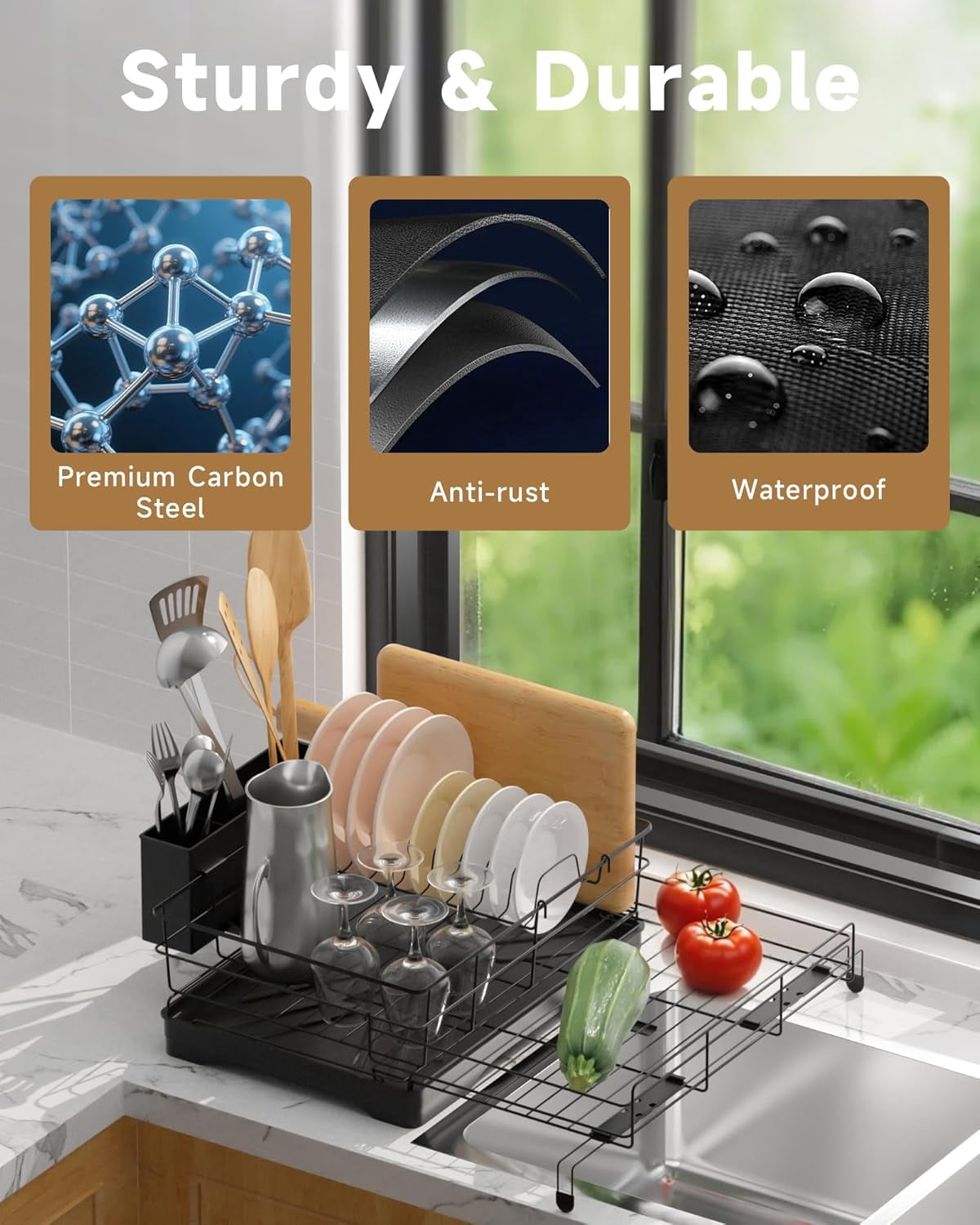 VYIHBO Dish Drying Rack Expandable Dish Rack Large Capacity Sink Dish ...