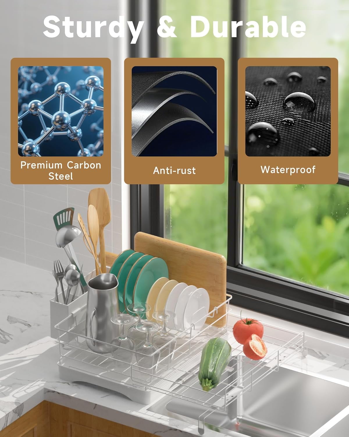 VYIHBO Dish Drying Rack Expandable Dish Rack Large Capacity Sink Dish ...