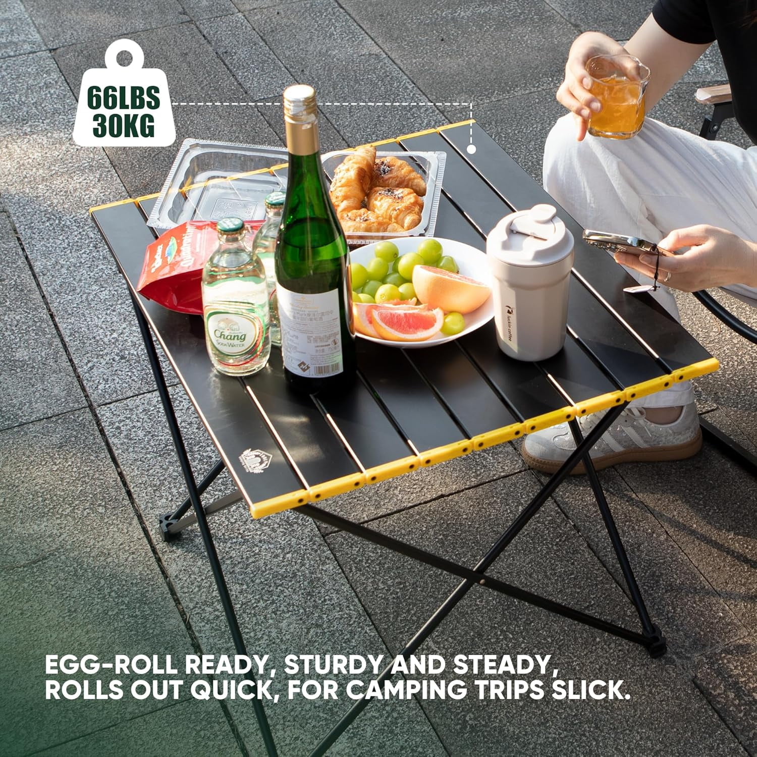 VYIHBO EHHLY Portable Folding Camping Table Large Compact Aluminum Beach Picnic Table ...