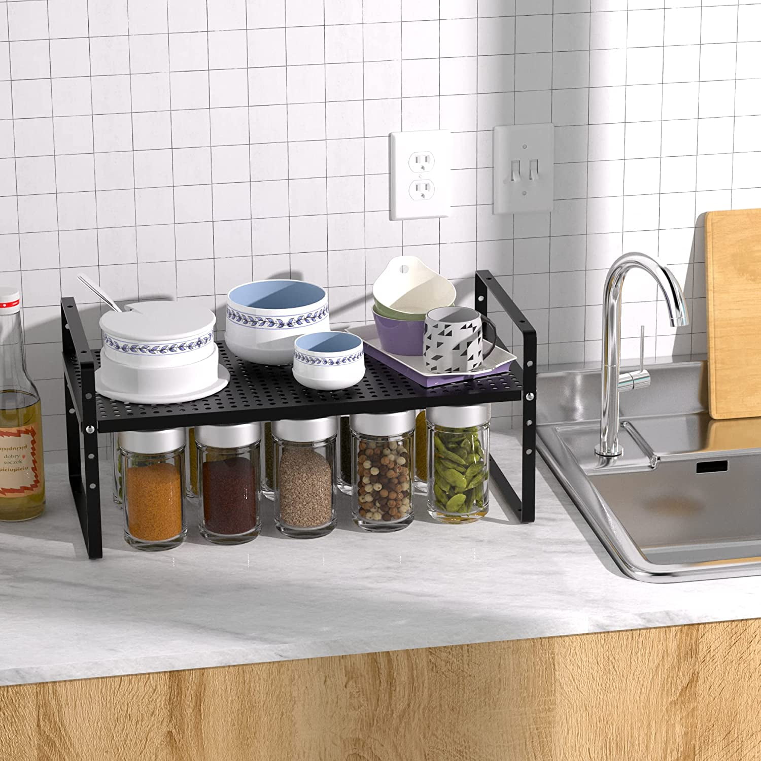 VYIHBO Expandable Kitchen Cabinet Shelf Organizer Stackable Metal ...