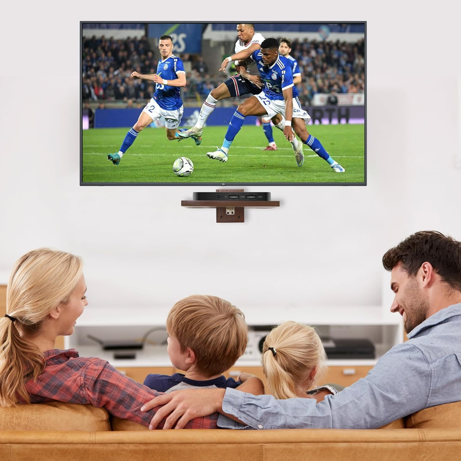 VYIHBO Floating Projector Wall Mount TV Shelf Wooden Wall Mounted Under ...