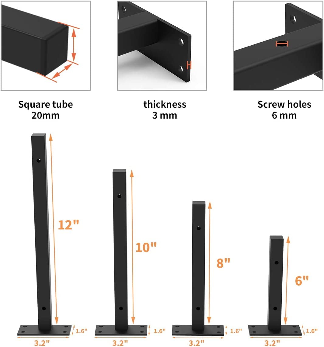 VYIHBO Floating Shelf 10 Inch Heavy Duty Black Industrial Pipe Metal ...