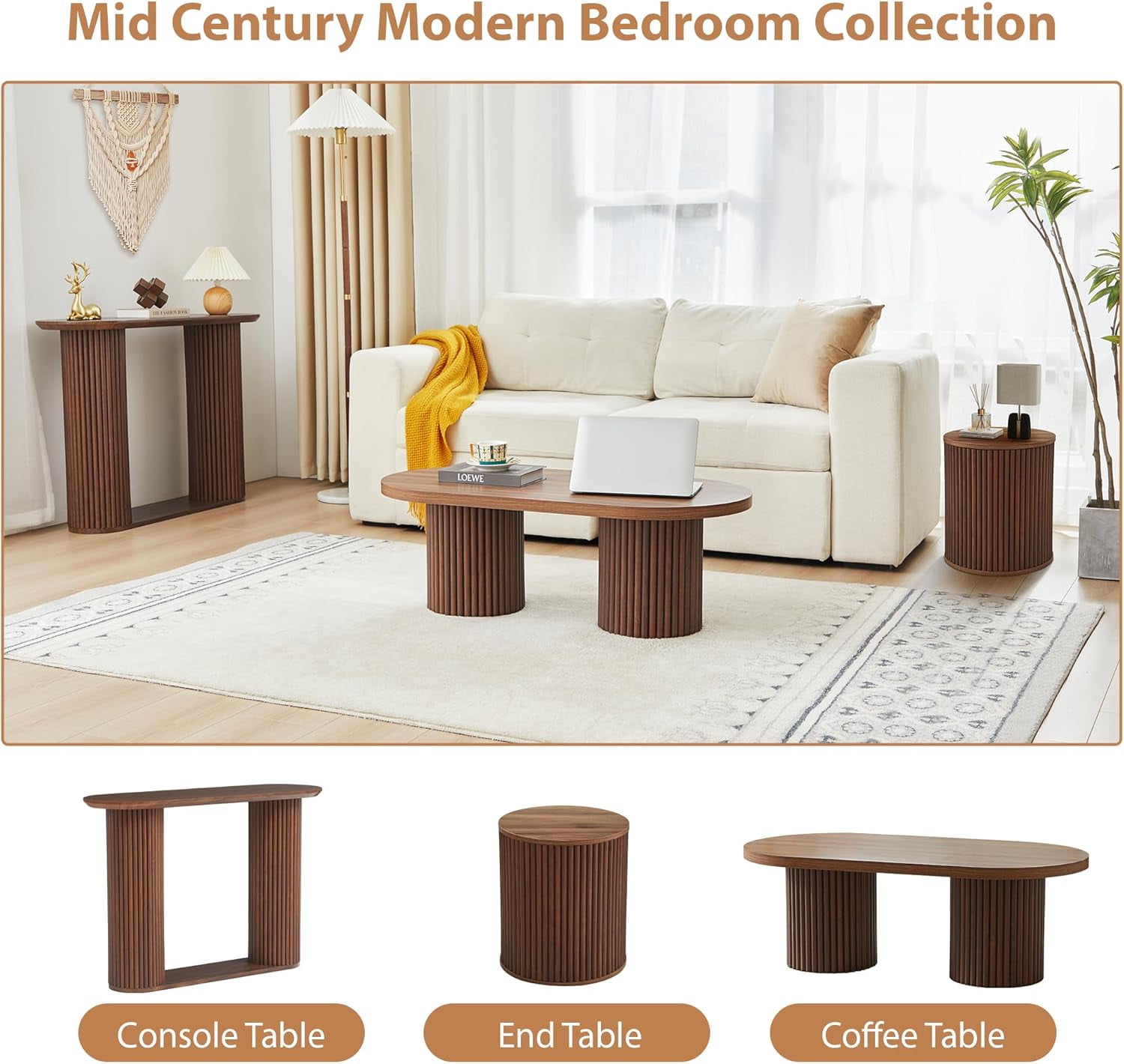 VYIHBO Fluted Round Side Table with Storage Small End Table Modern Boho Nightstands Circle ...