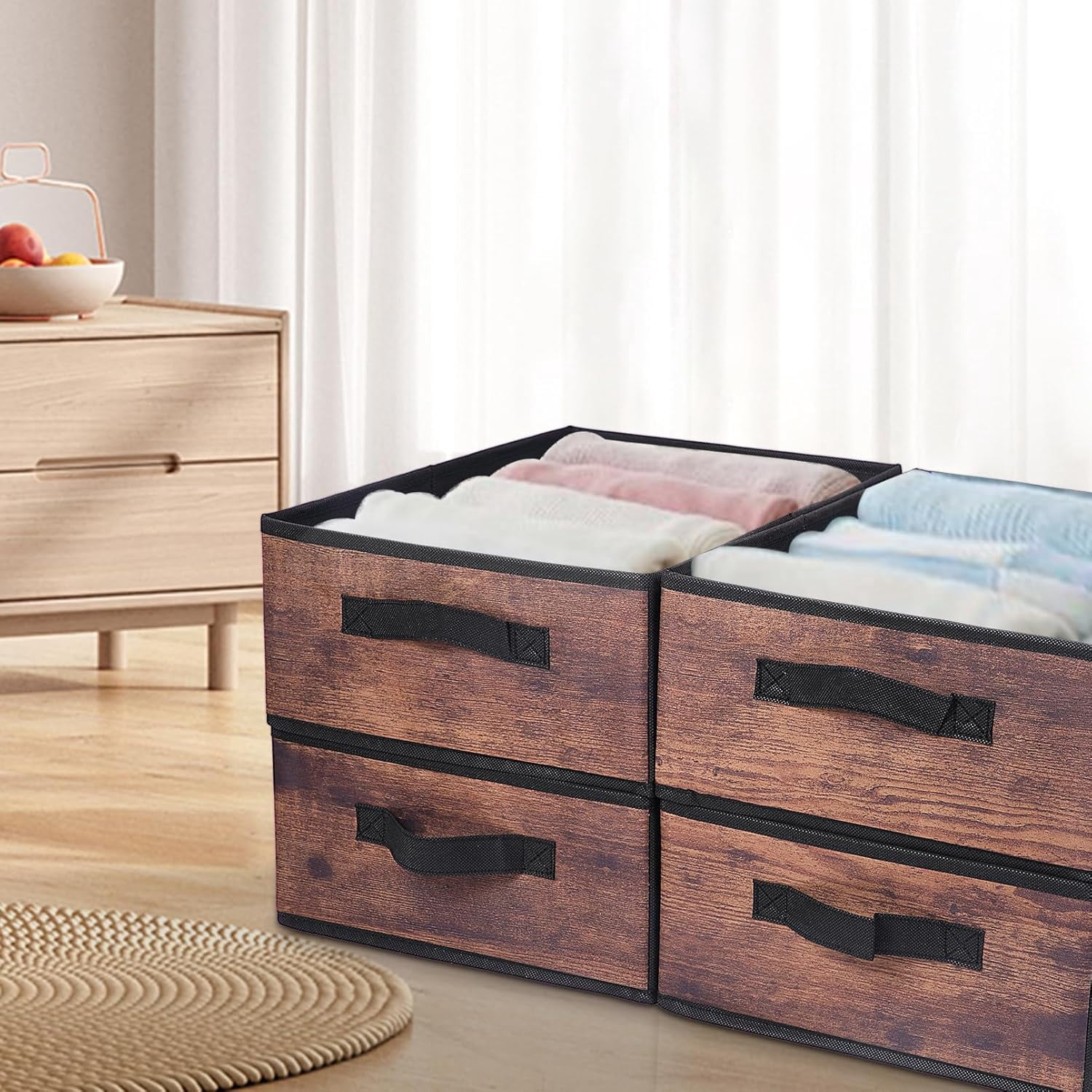 VYIHBO Foldable Storage Bins 4-Pack Fabric Closet Organizer With Handle ...