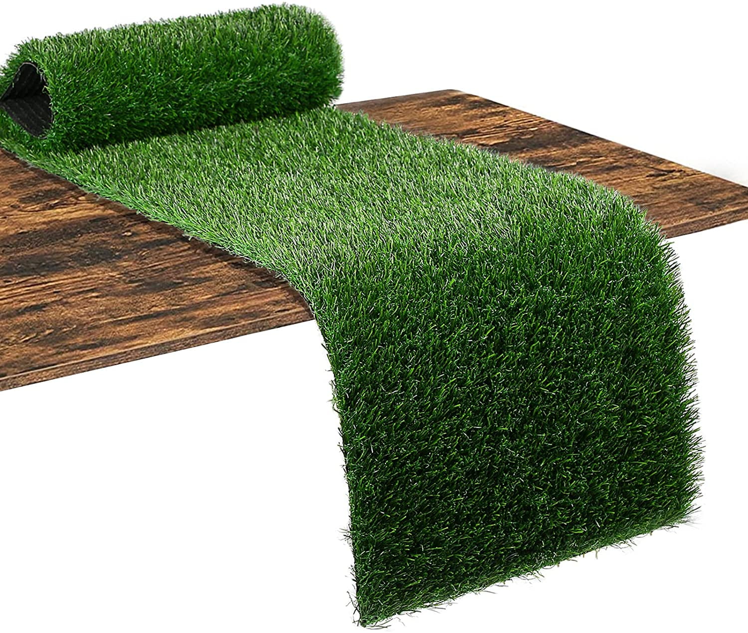 VYIHBO Green Grass Table Runner 12 x 132 Inch Artificial Greenery Table ...