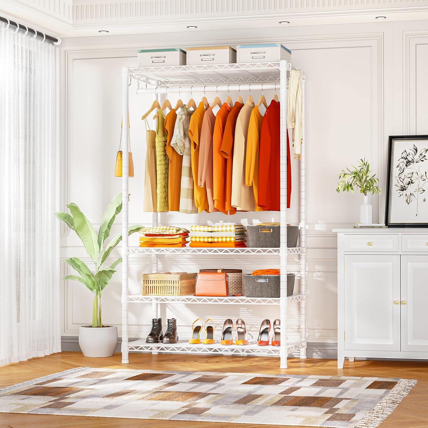 VYIHBO H2 Heavy-Duty Portable Closets 4-Tier Freestanding Garment Rack ...