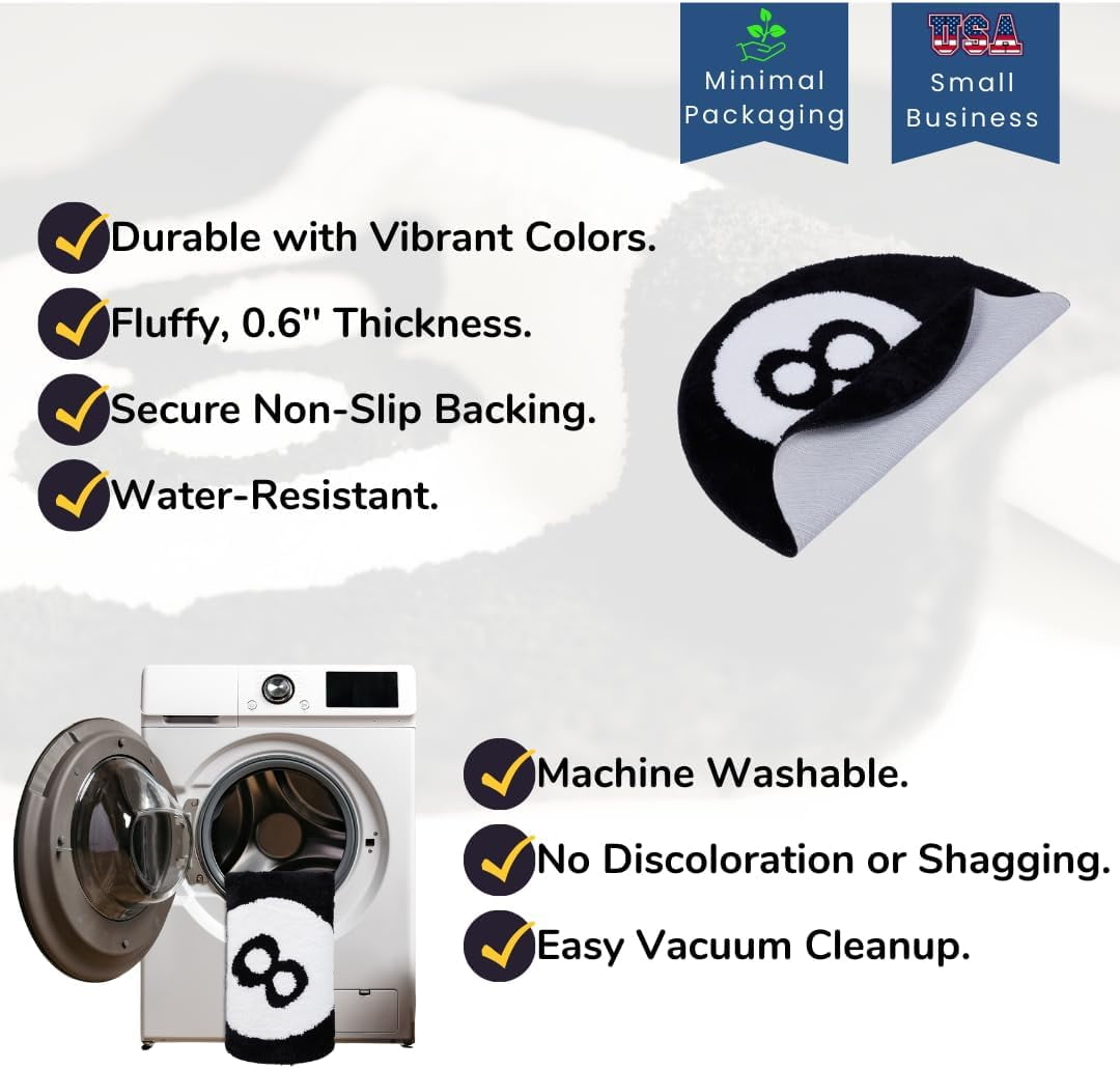 VYIHBO HIOPTY 8 Ball Rug - 32 Inch White & Black Y2K Rug - Aesthetic ...