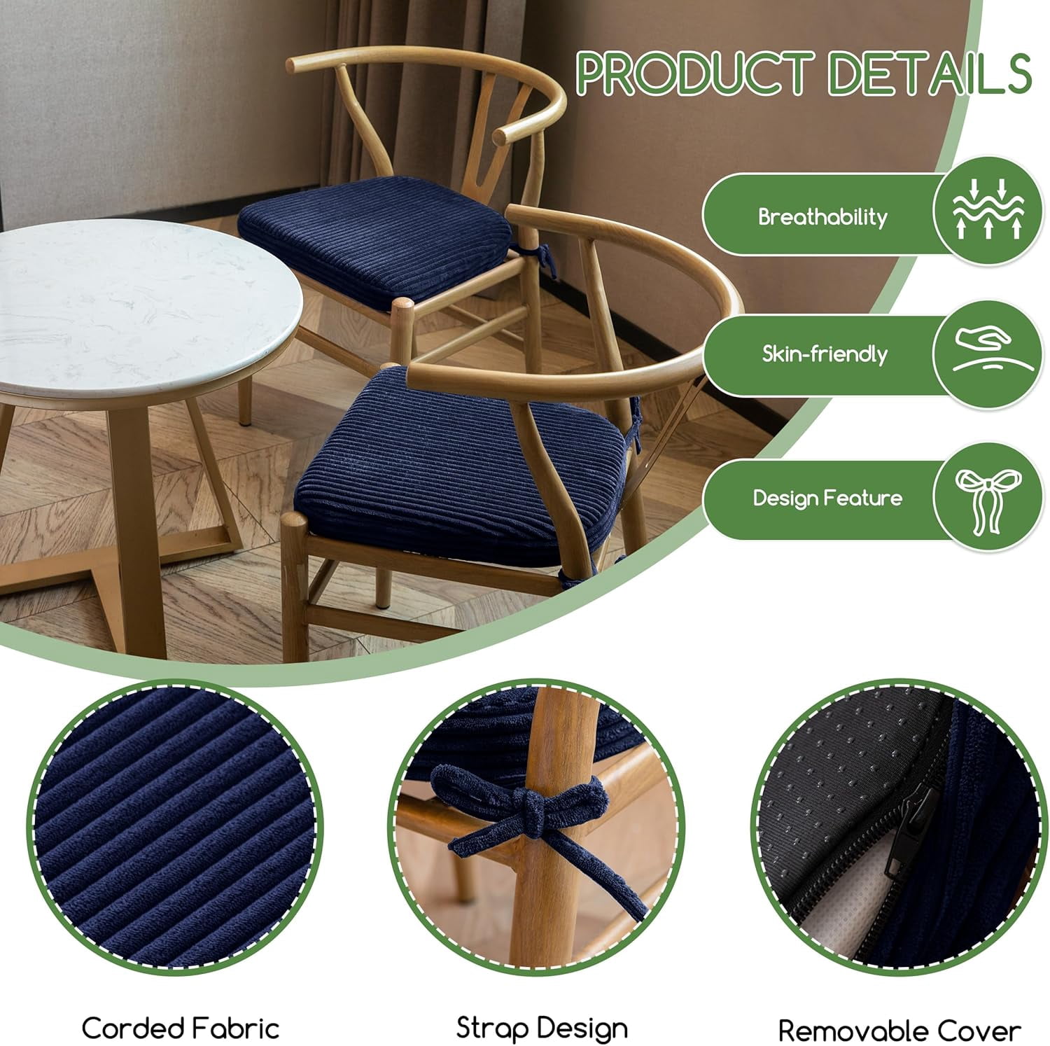VYIHBO HIPOTY D-Shaped Chair Pads for Dinner Chairs 17 x 16 Inch ...