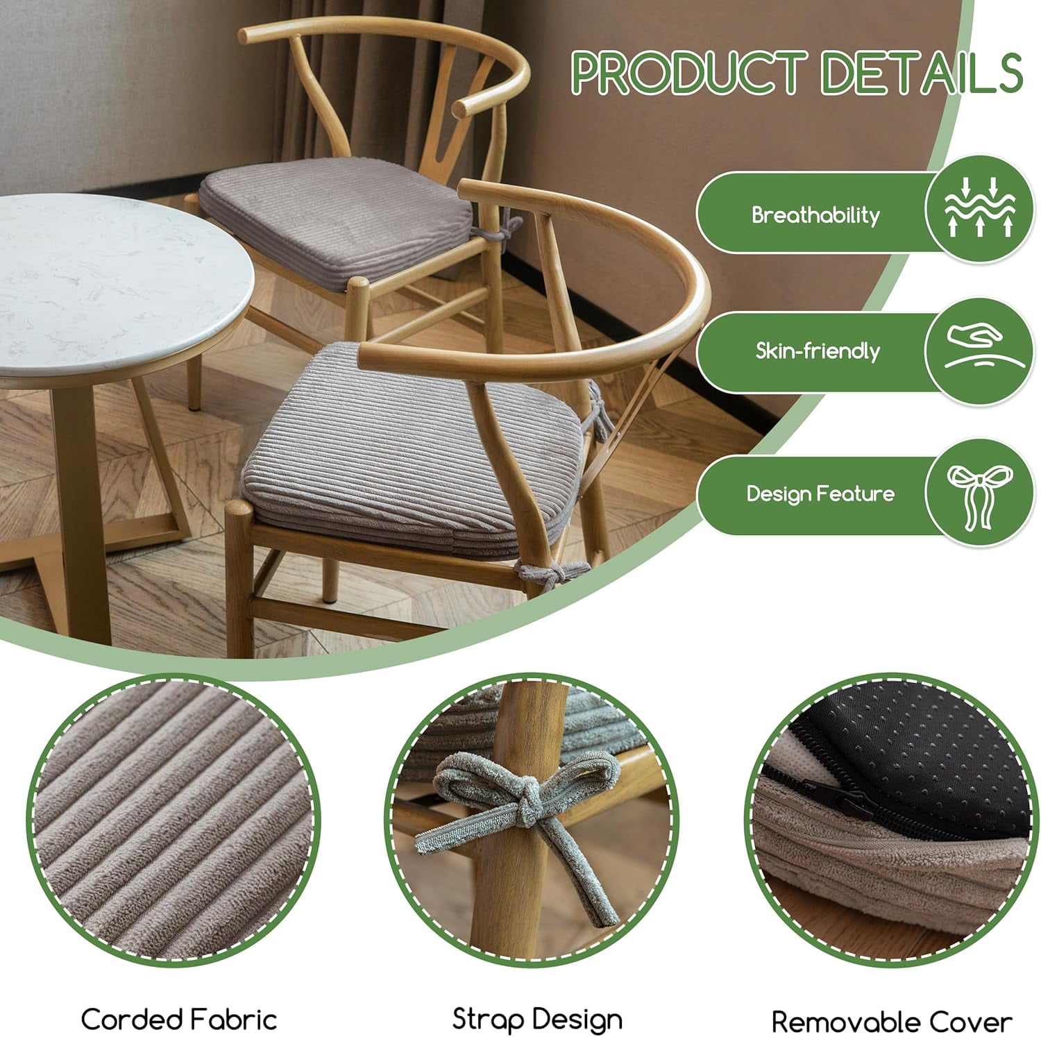 VYIHBO HIPOTY D-Shaped Chair Pads for Dinner Chairs 17 x 16 Inch ...