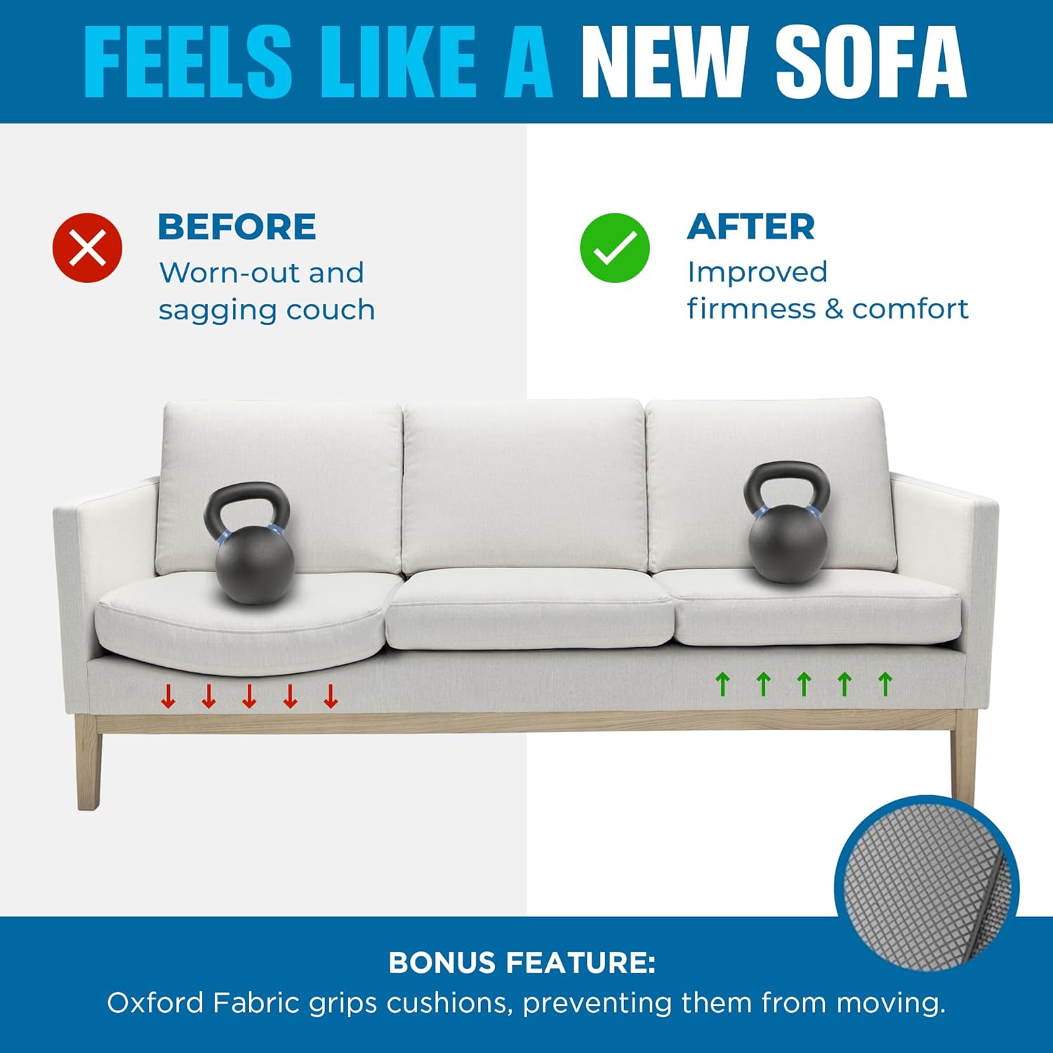 VYIHBO HIPOTY Heavy Duty Couch Cushion Support for Sagging (24x79 ...