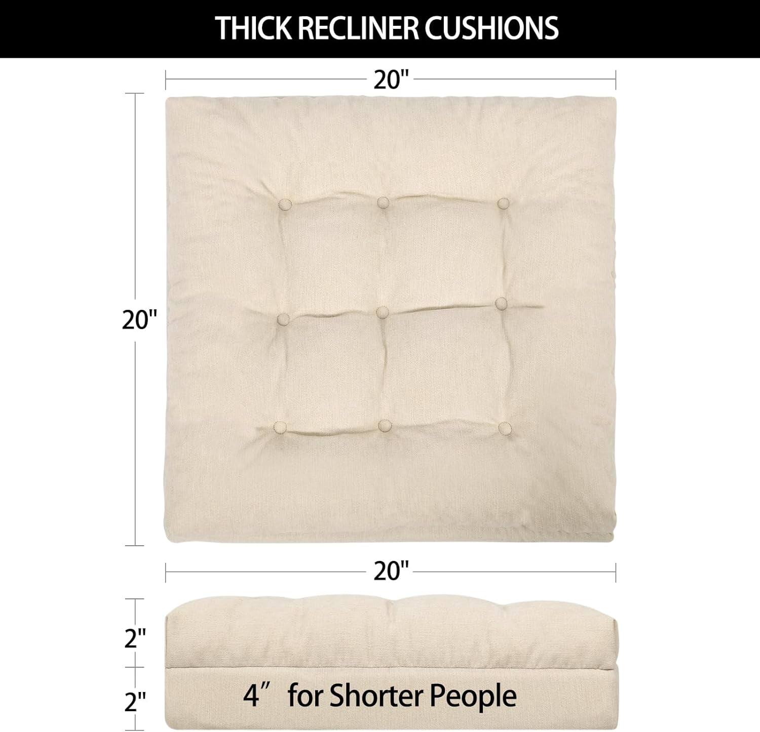 VYIHBO HIPOTY Recliner for Elderly 20x20x5 Inch Thick Chair Cushion ...