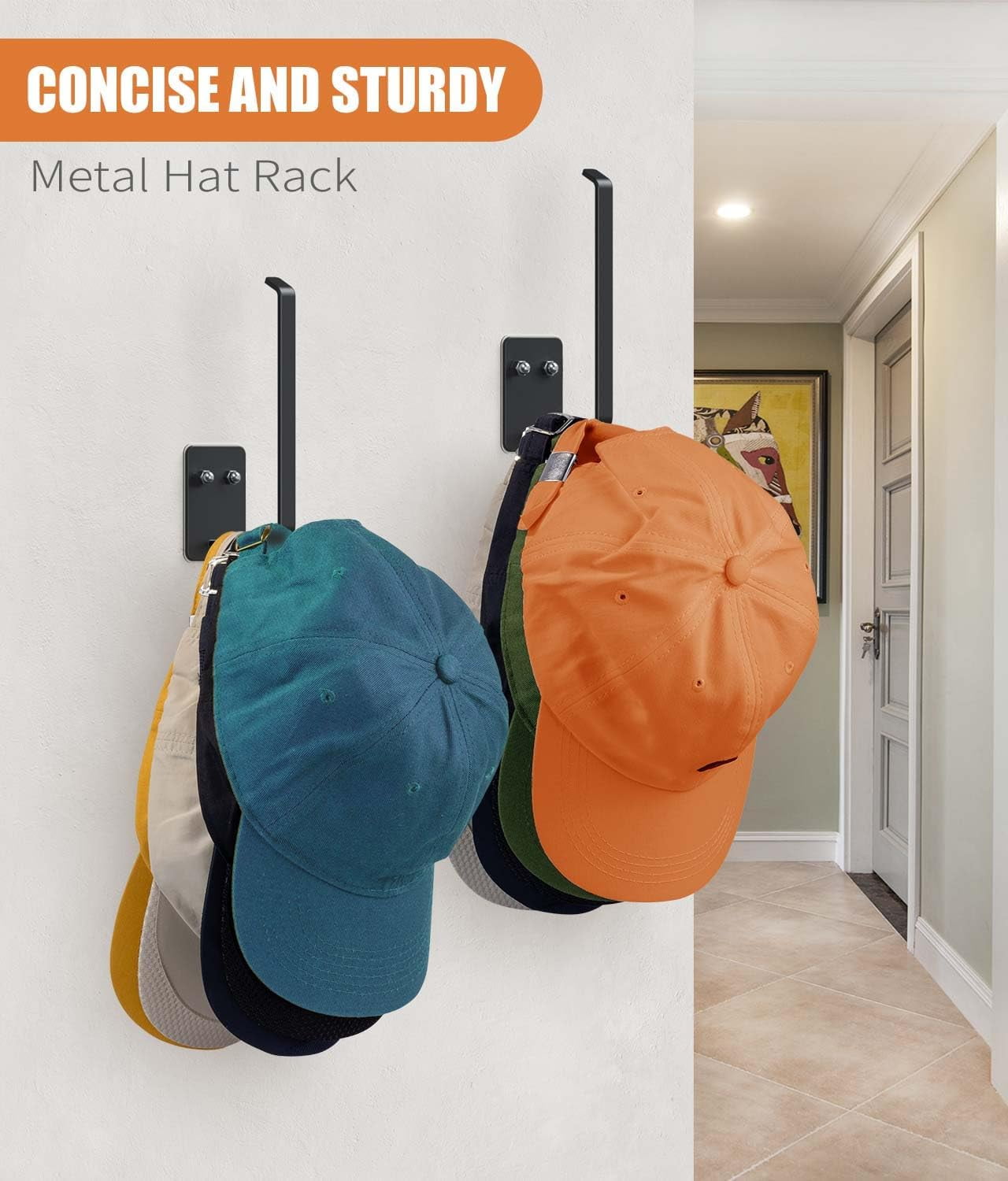 VYIHBO Hat Rack Wall Mount [2-Pack] Metal Hat Organizer for Baseball ...