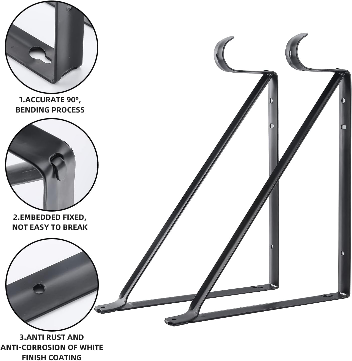 VYIHBO Heavy Duty Closet Shelf Rod Supports 300lbs Wall Mounted Closet ...