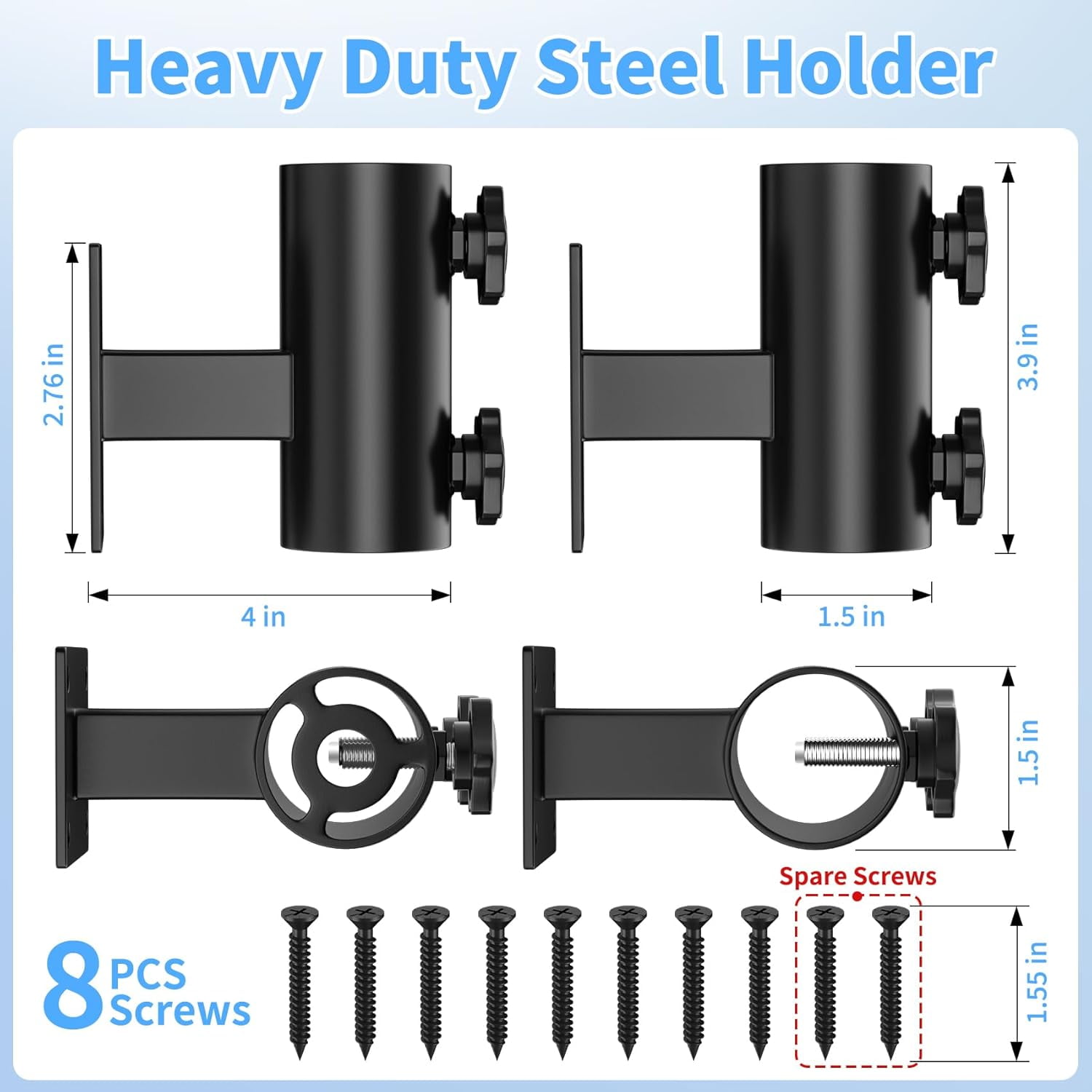 VYIHBO Heavy-Duty Holder for Deck Railing - Stainless Steel Windproof ...