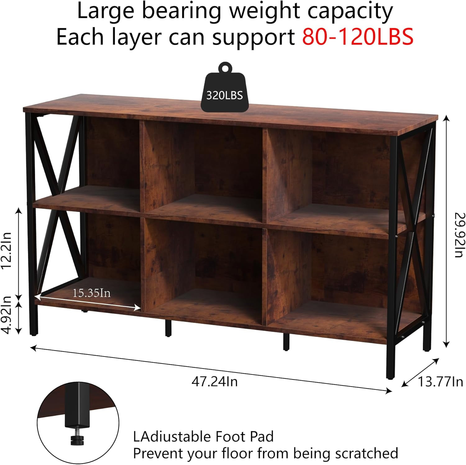 VYIHBO Horizontal Bookshelf Modern 5 Cube Low Wide Cubby Bookcase Long ...