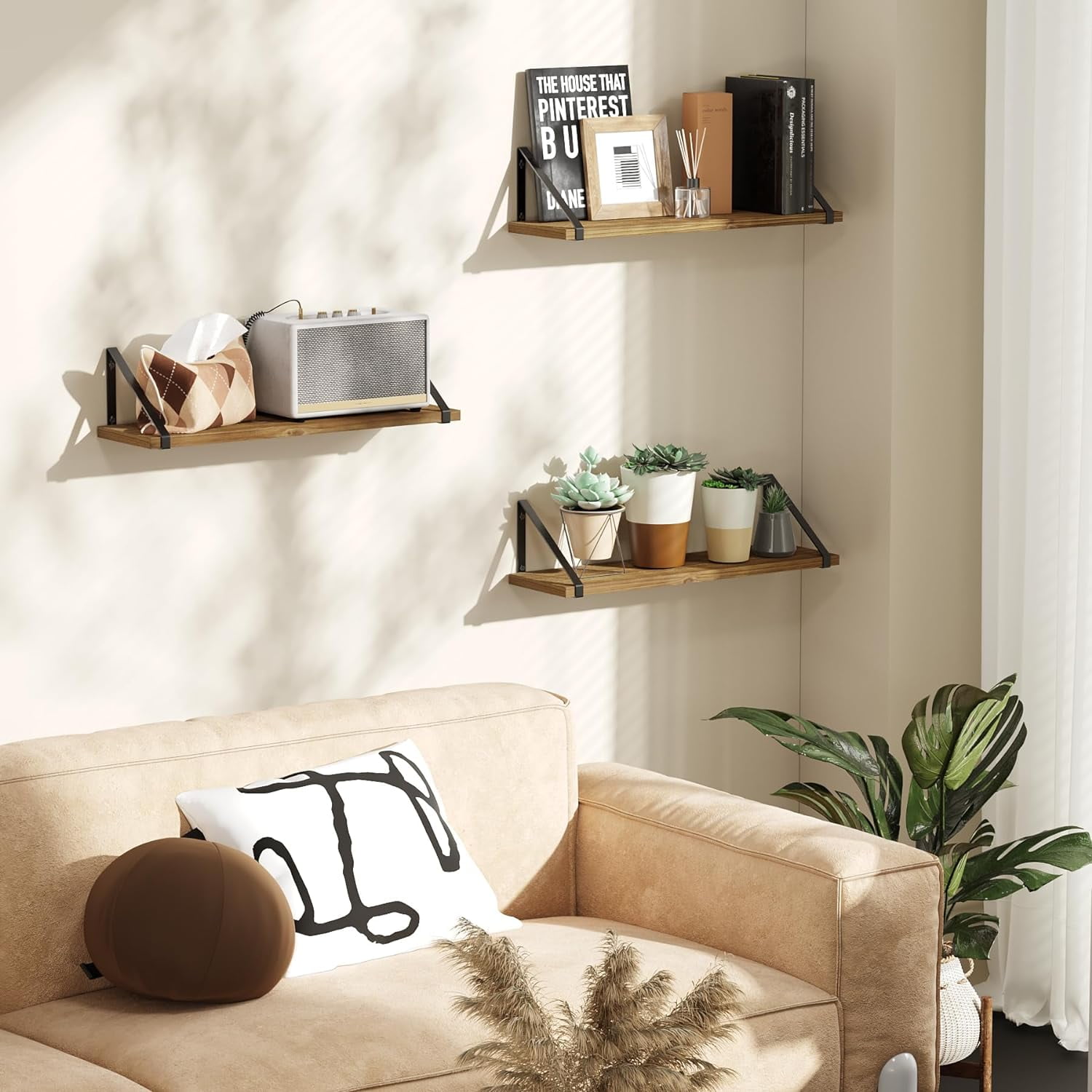 VYIHBO JKLCH LTKIF Floating Shelves Rustic Wood Wall Shelf Small ...