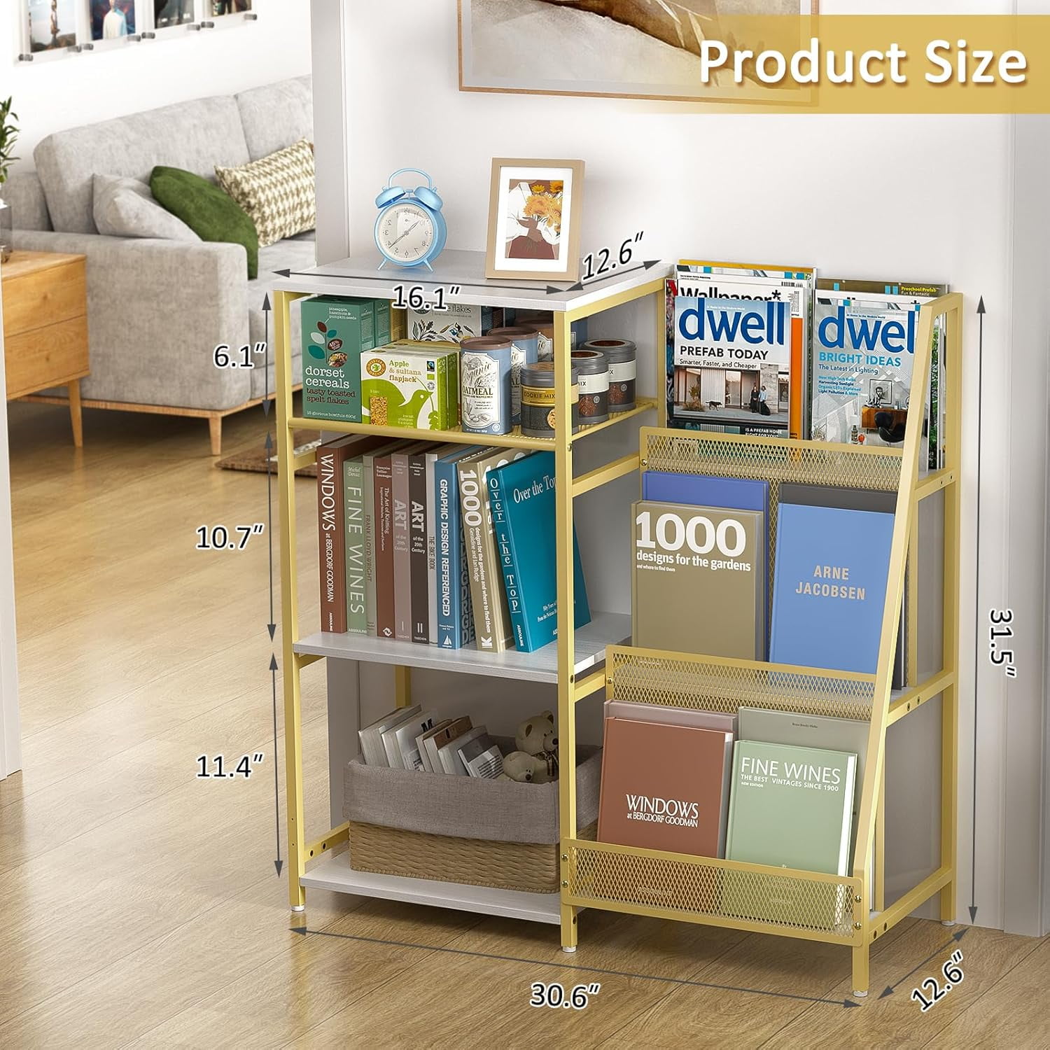VYIHBO JKLCH LTKIF Vintage Bookshelf Wooden Kids Bookshelf with 3-Tier ...
