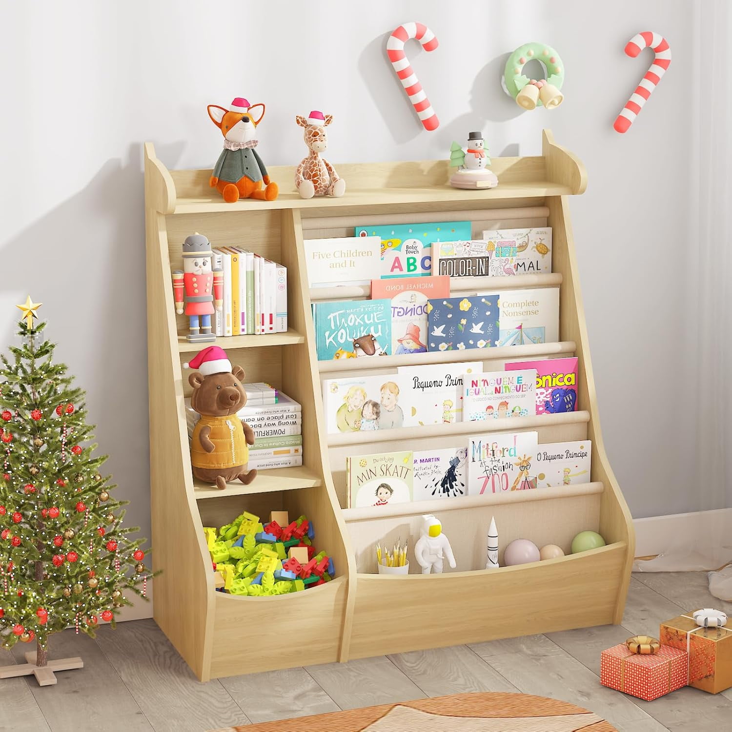 VYIHBO Kids Bookshelf Kids Toy Storage Organizer Baby Storage Book 4 ...