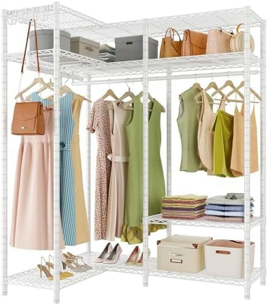 VYIHBO L30 Corner Closet System L Shaped Garment Rack with Shelves L ...