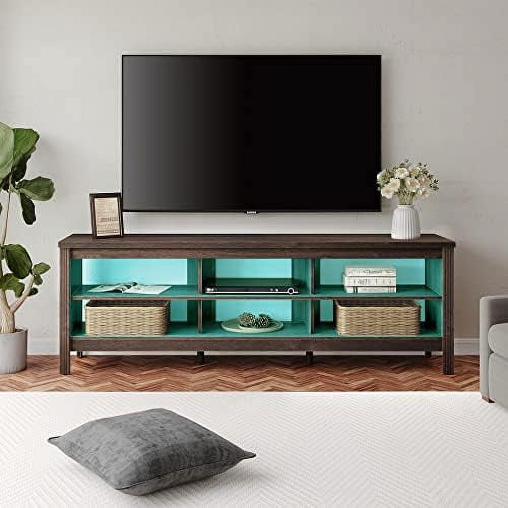 VYIHBO LED TV Stand for 75 inch TV Wood Entertainment Center with 16 ...