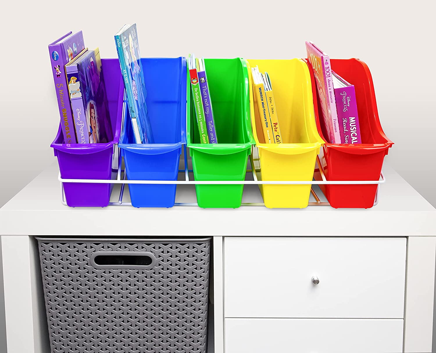 VYIHBO Large Book Bins Metal Shelf Rack Included Black Set of 5 ...