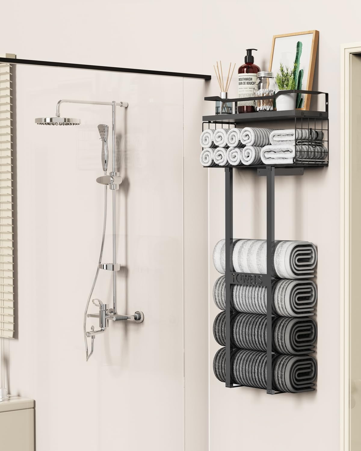 VYIHBO Large Towel Rack & Bathroom Towel Holder - Wall Mounted Metal ...