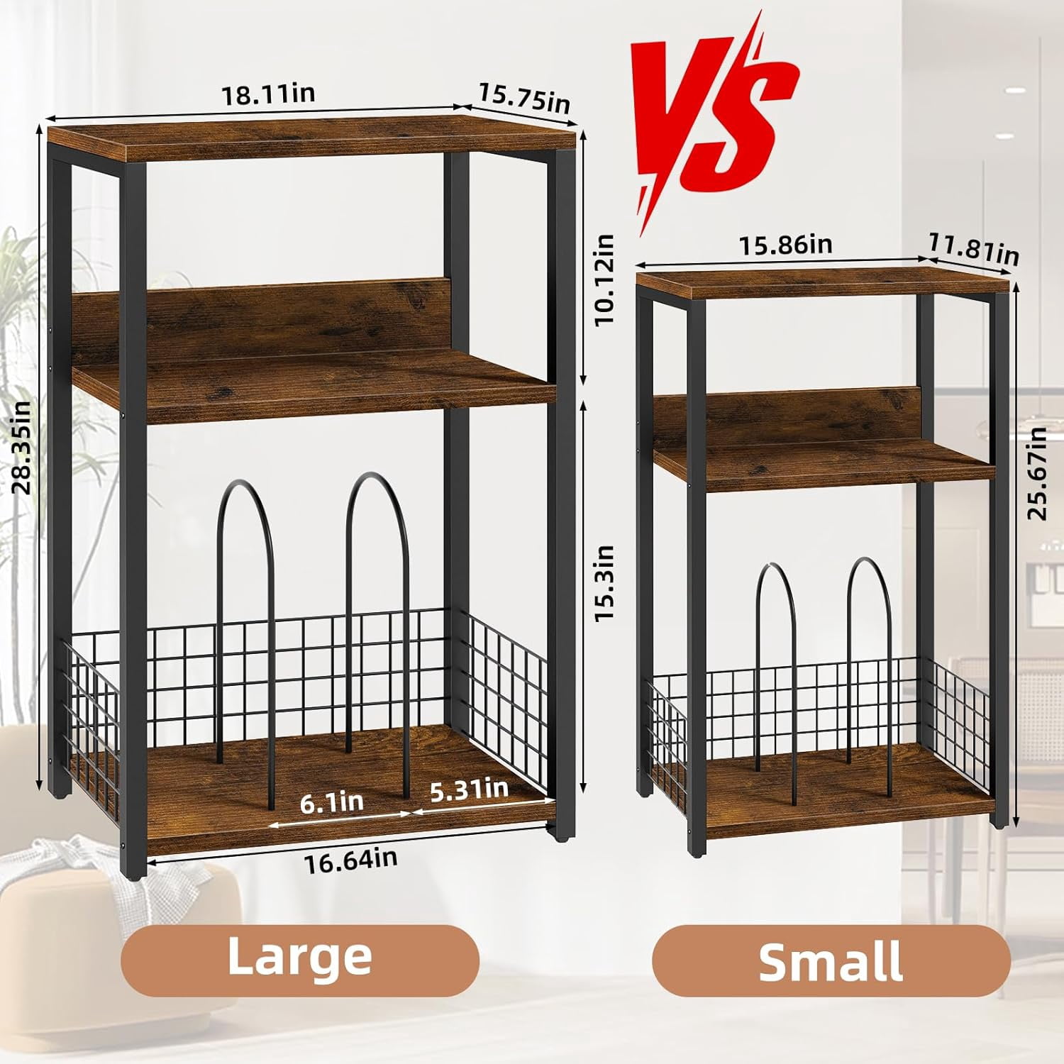 VYIHBO Large White Record Player Stand 3 Tier 18" Wide Big End Table ...