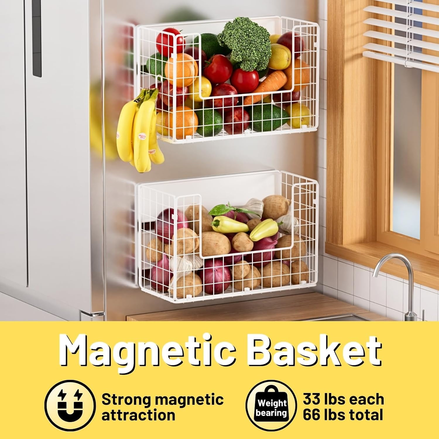VYIHBO Magnetic Shelf for Fridge Fruit Potato & Onion Storage Bins ...