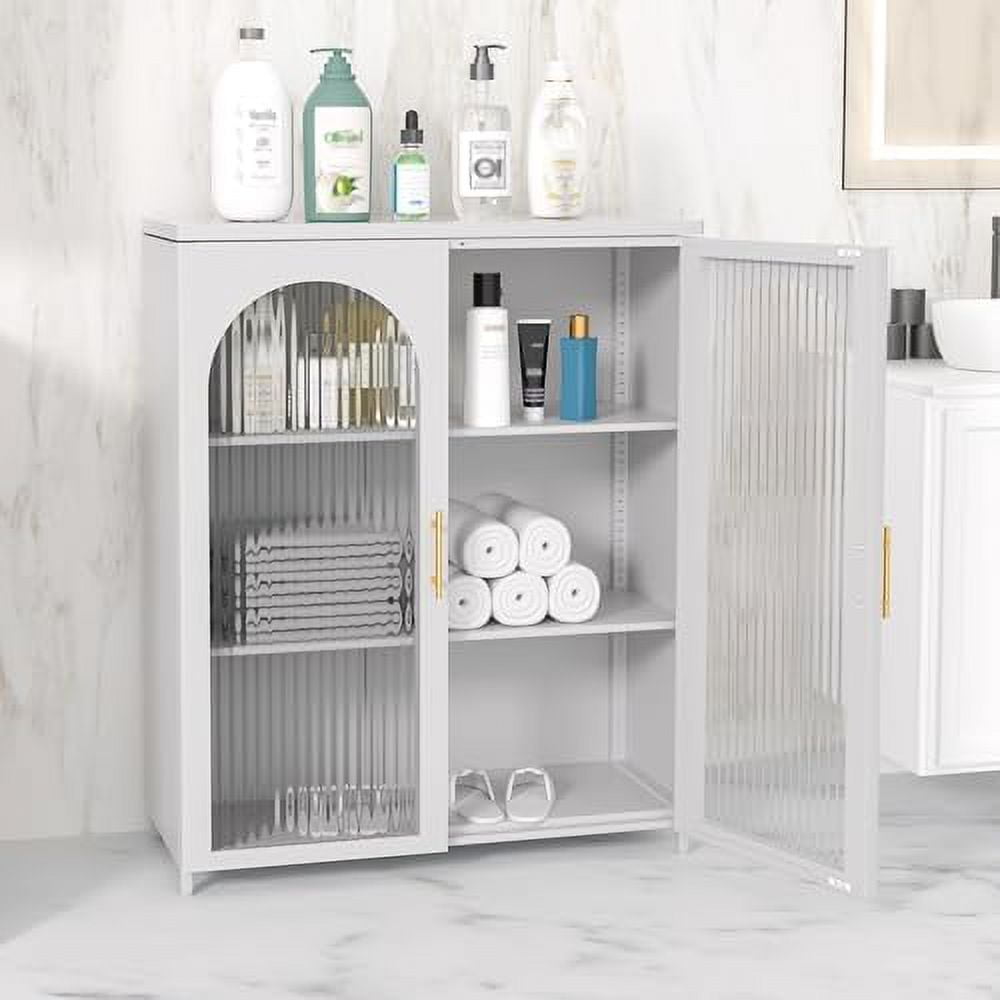 VYIHBO Metal Sideboard Buffet Cabinet with Glass Doors Buffet Cabinet ...