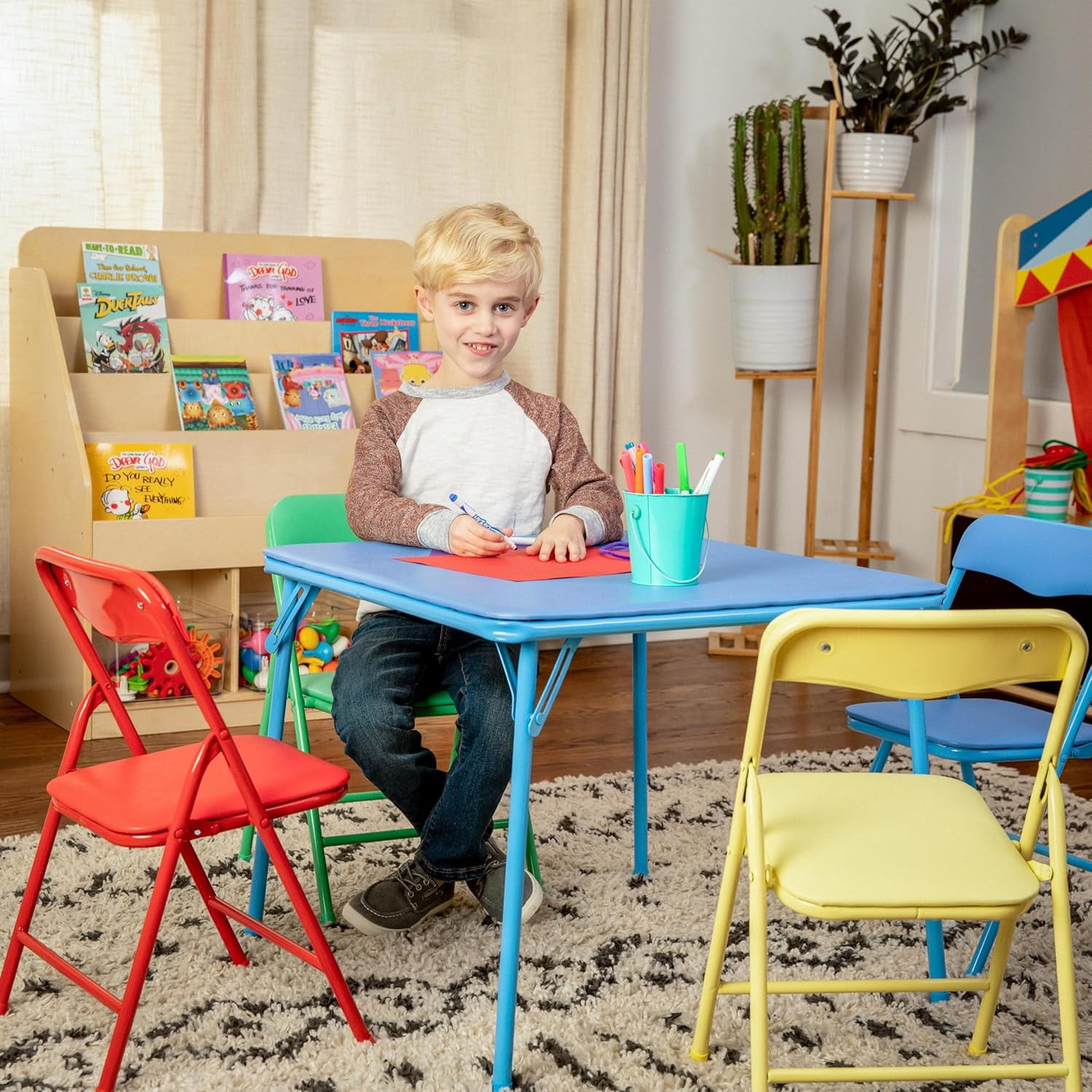 VYIHBO Mindy 3-Piece Folding Table and Chairs Set for Daycare and ...