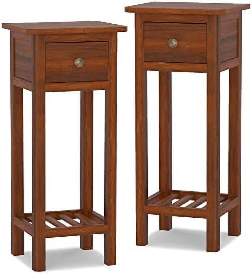 VYIHBO Narrow Small End Table for Small Spaces Farmhouse Acacia Wood ...