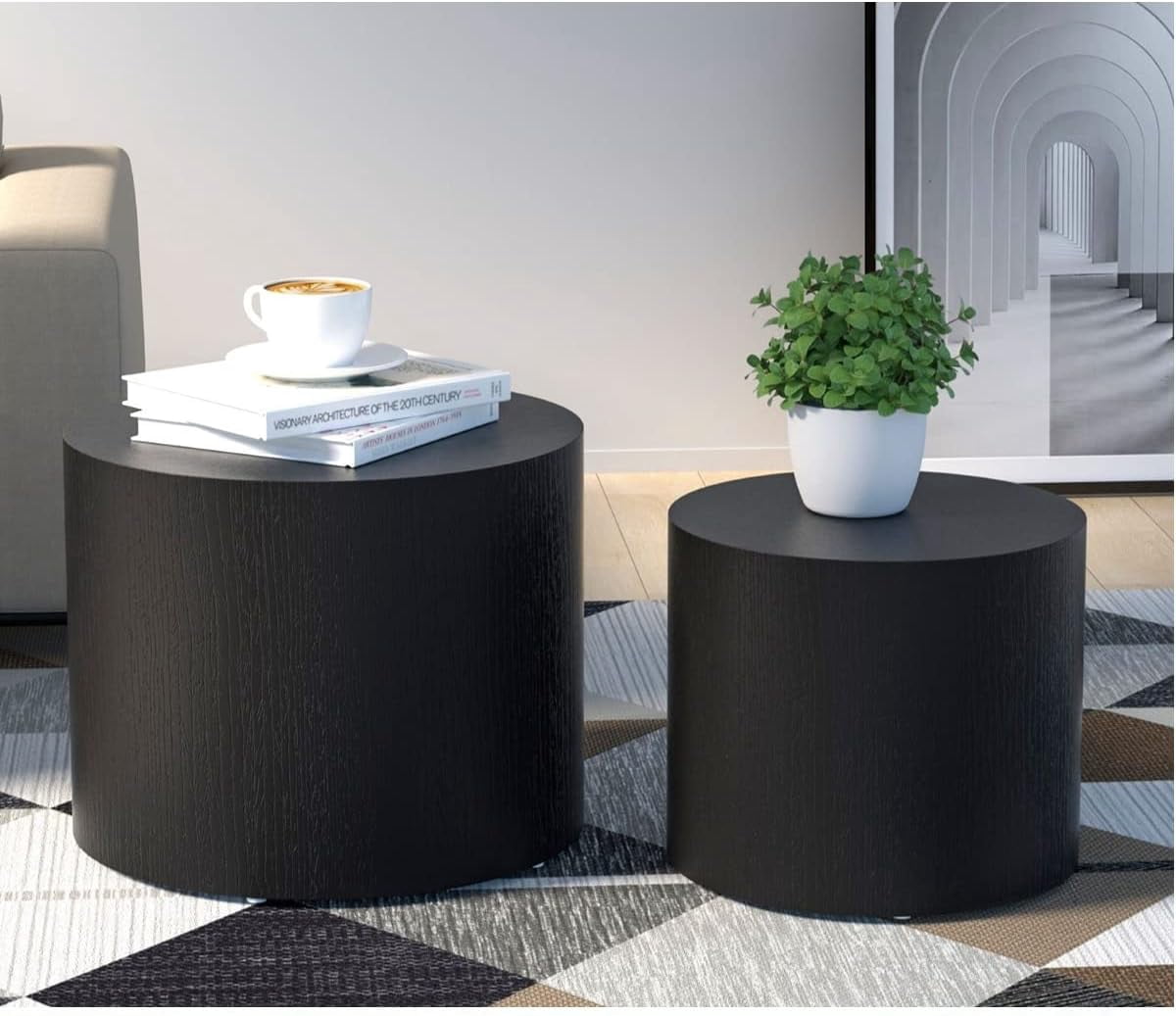 VYIHBO Nesting Table Round Coffee Table Circle Wooden End Tables Modern ...
