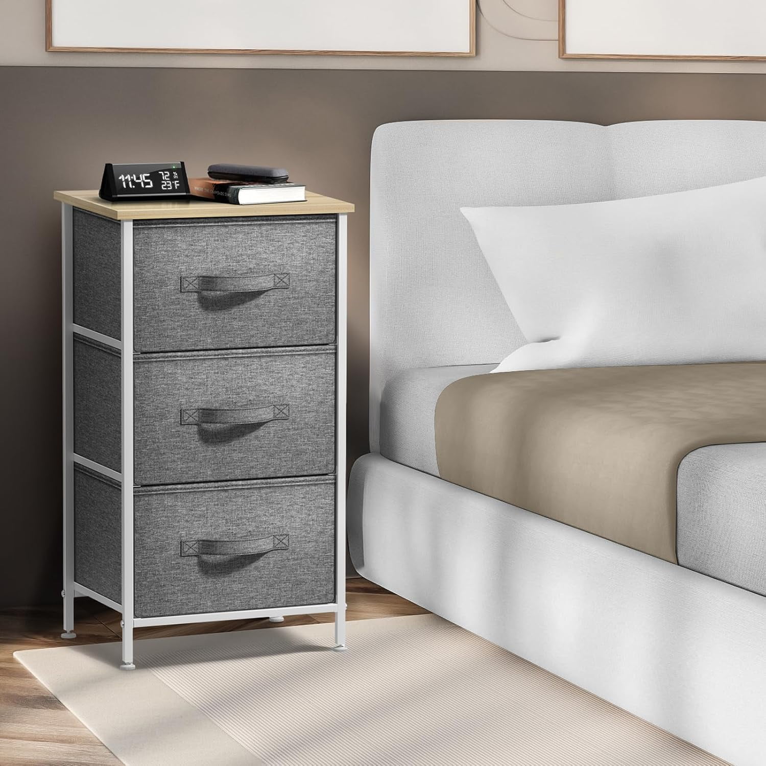 VYIHBO Nightstand with 3 Drawers - Bedside Furniture & Night Stand End ...
