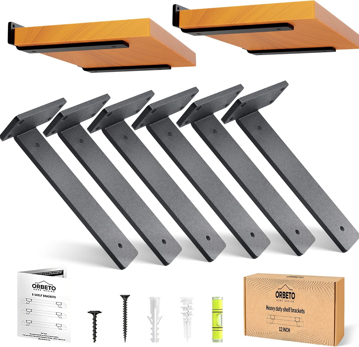 VYIHBO Orbeto Heavy Duty Floating Shelf Bracket (10 inch-6 Pack) with ...
